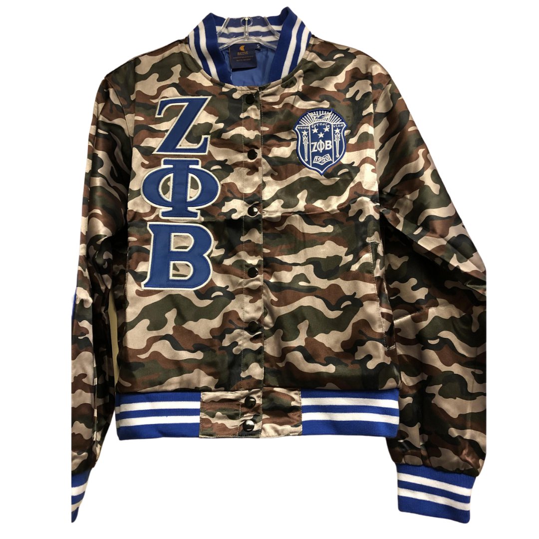 ZETA PHI BETA SORORITY CAMOFLAUGE LETTERMAN JACKET FINER WOMEN HOOD ...