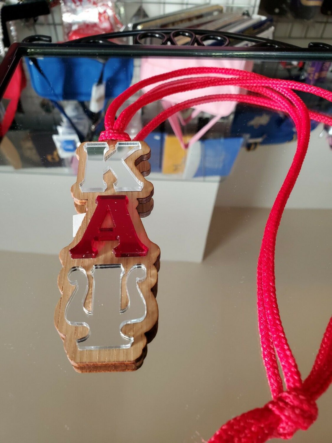 Kappa Alpha Psi Fraternity Wood Tiki Necklace Mirror Tiki Necklace chain