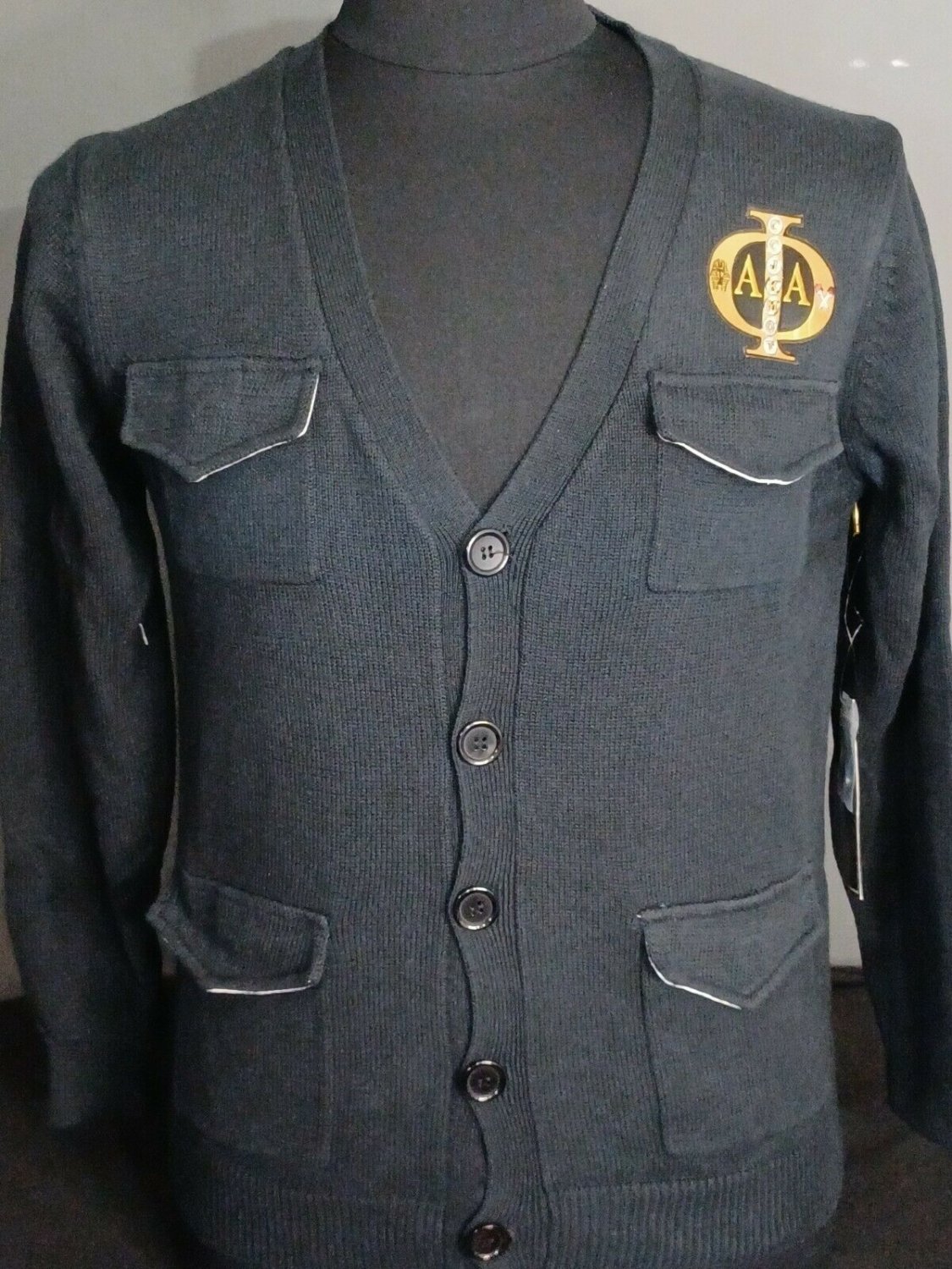 ALPHA PHI ALPHA FRATERNITY CARDIGAN SWEATER 1906 ICE COLD LIGHTWEIGHT ...