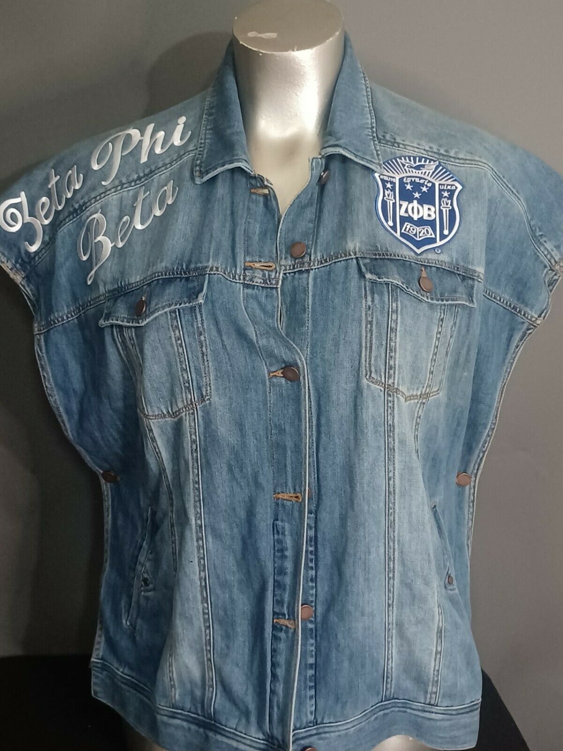 ZETA PHI BETA SORORITY DENIM JEAN VEST JACKET