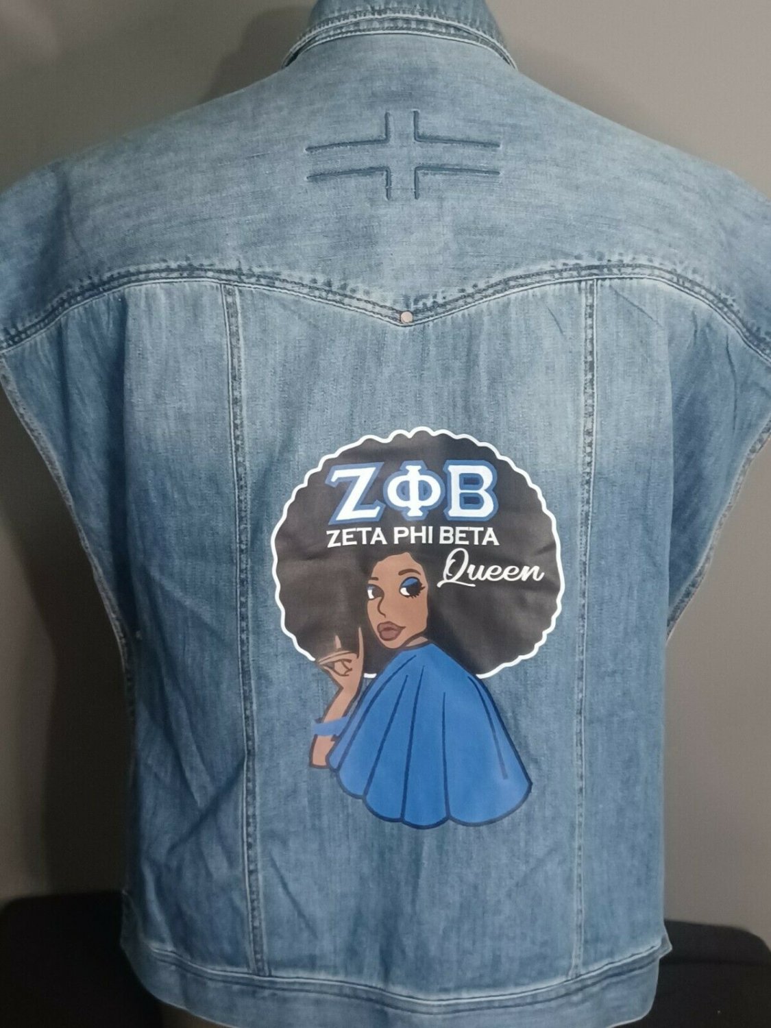 ZETA PHI BETA SORORITY DENIM JEAN VEST JACKET