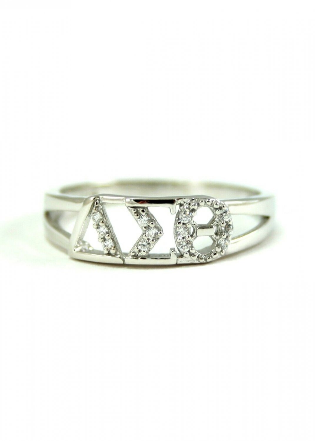 Delta Sigma Theta SORORITY Sterling Silver Ring with Simulated Diamonds ...