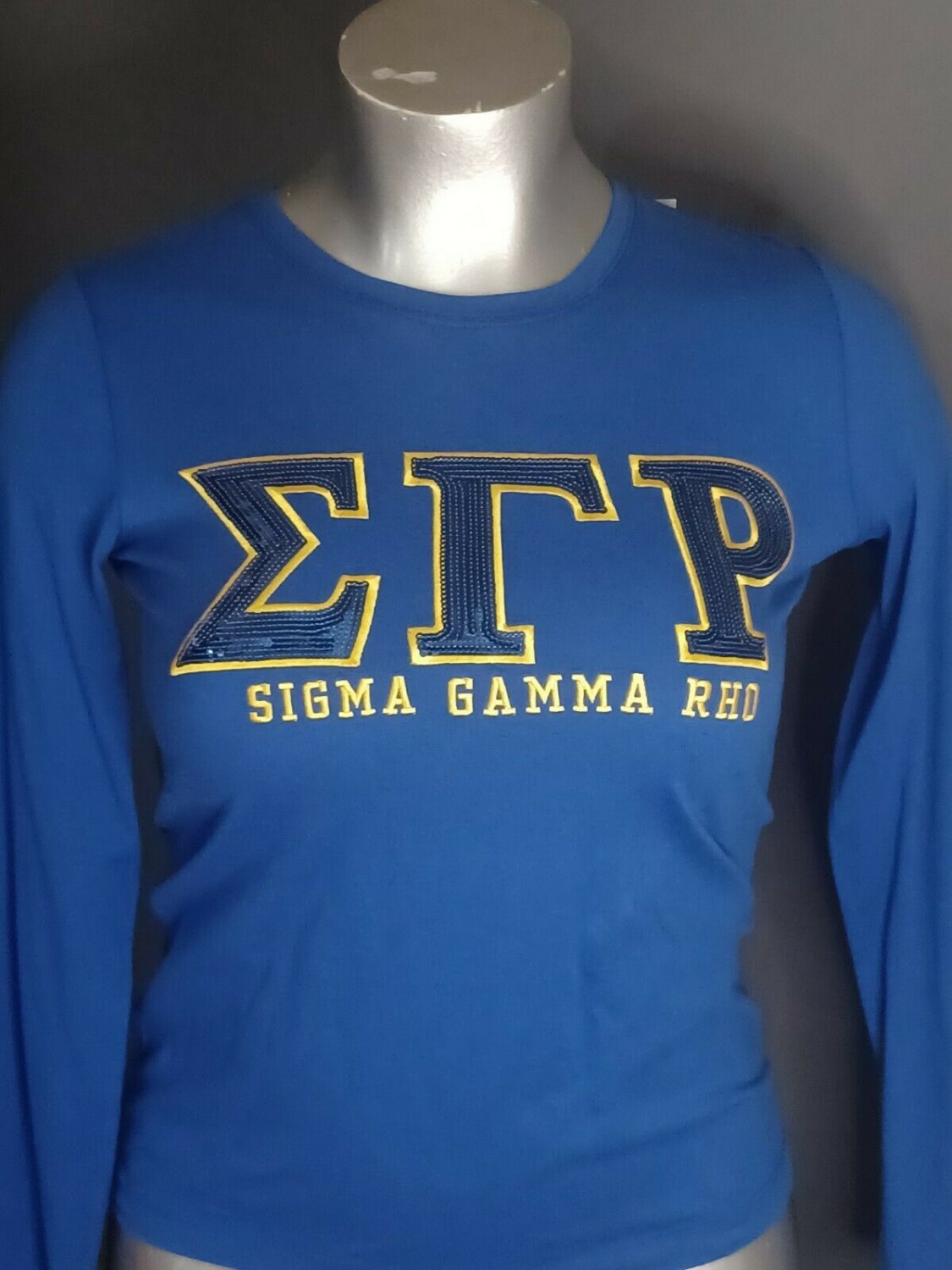 SIGMA GAMMA RHO SORORITY T-SHIRT BLUE LONG SLEEVE CASUAL T-SHIRT TOP