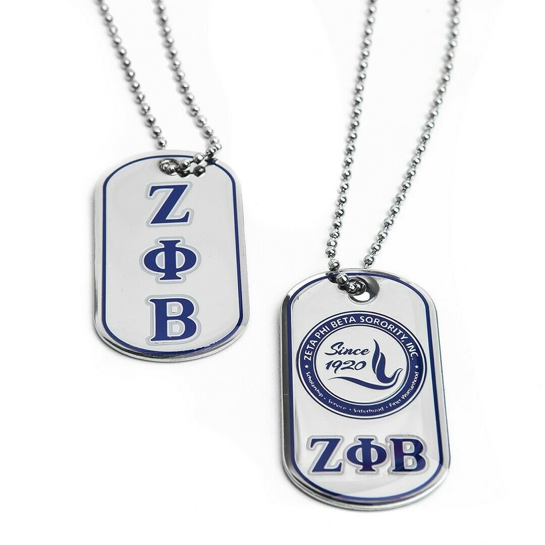 Zeta Phi Beta Sorority Dog Tag Necklace Neck Chain 1920