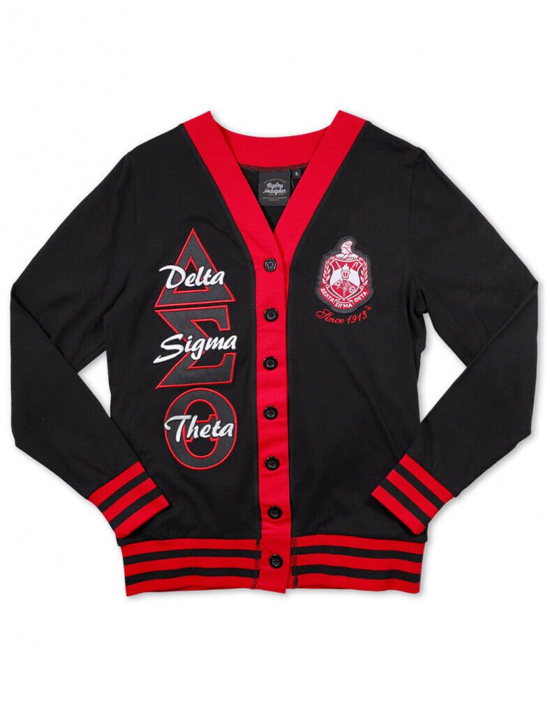 Delta Sigma Theta Sorority BLACK CARDIGAN SWEATER Black Delta Diva sweater