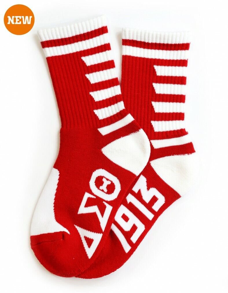 DELTA SIGMA THETA SORORITY RED SOCKS SORORITY SOCK GREEK SOCKS 1913