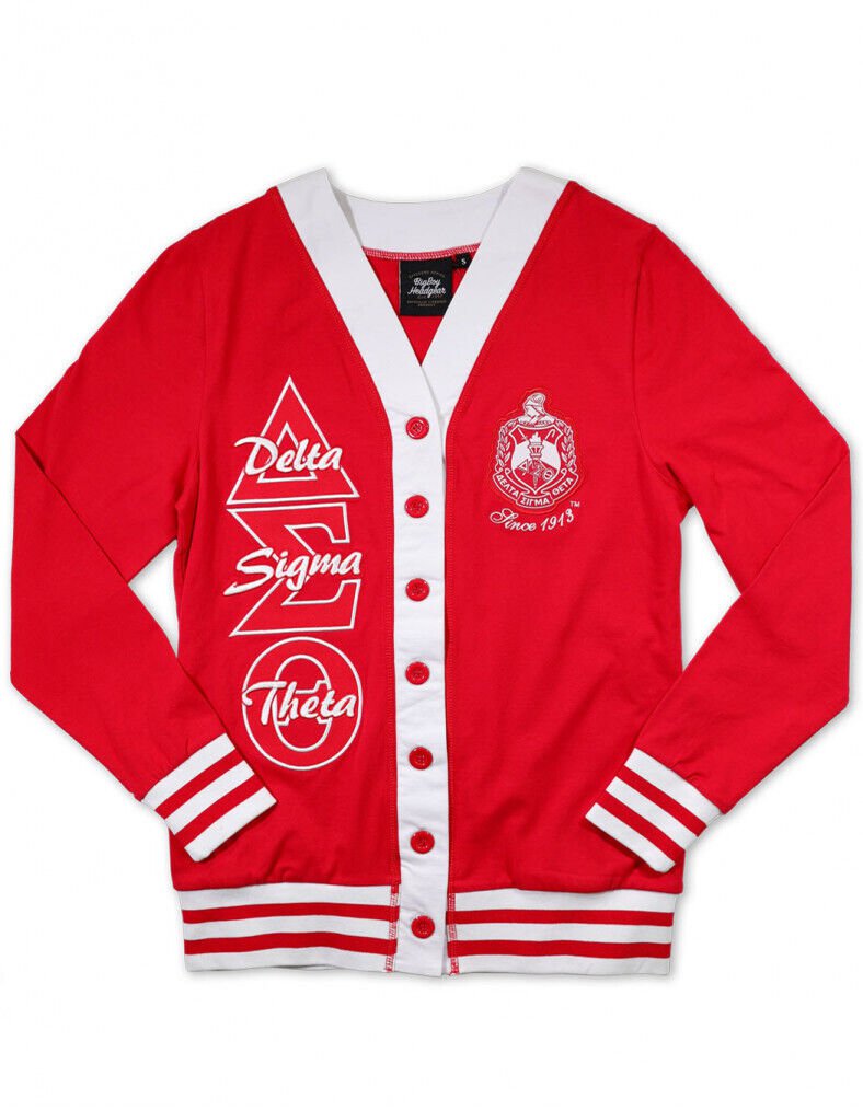 Delta Sigma Theta Sorority CARDIGAN SWEATER Red Delta Sigma Theta sweater