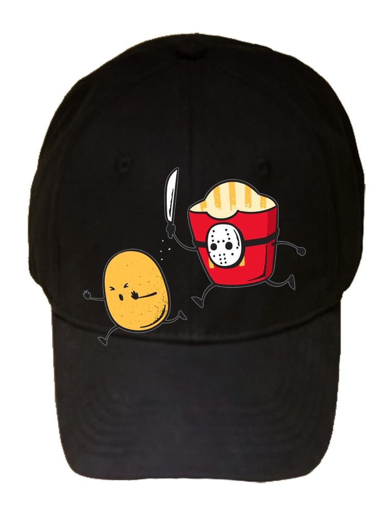 "French Fried Jason" Horror Slasher Movie Parody - Black Adjustable Cap Hat