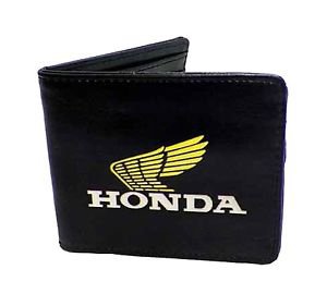 Honda Car Yellow Wings Logo Motorcycle Black Bi-Fold Wallet