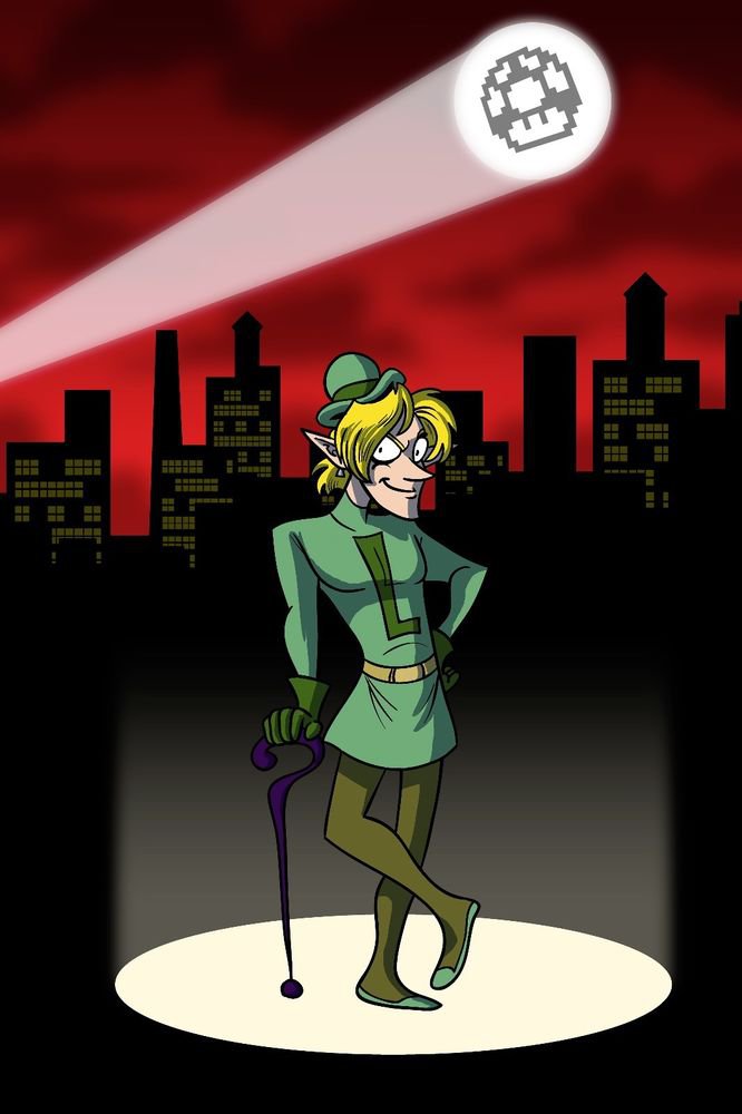 Question Mark Villain Video Game & Bat Super Hero Parody - Vinyl Print ...