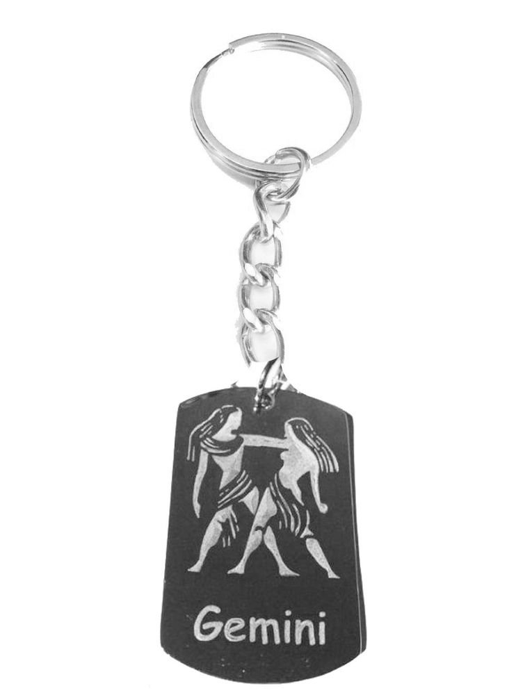 Zodiac Sign Gemini Twins Logo - Metal Ring Key Chain Keychain