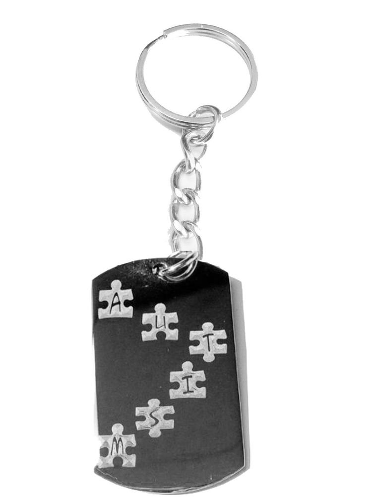 Autism Puzzle Pieces Logo Symbols - Metal Ring Key Chain Keychain