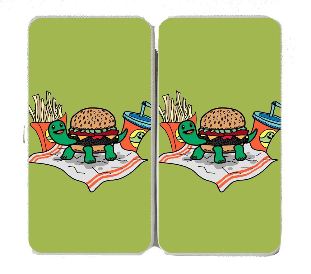 Turtle Burger Funny Shell Bun Fries w/ Meal - Womens Taiga Hinge Wallet ...