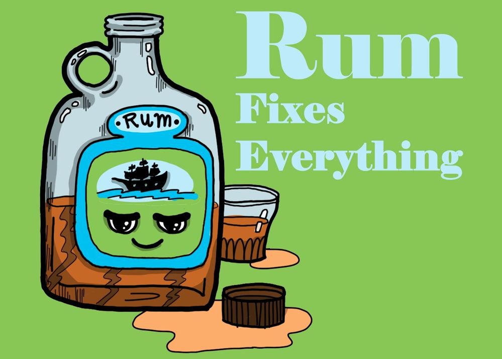 Rum Fixes Everything Drinking Humor - Rectangle Refrigerator Magnet
