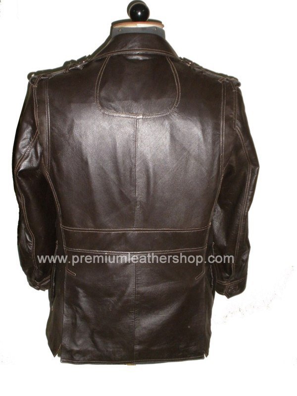 Men's 4 Button Blazer Spy Series Leather Jacket MD12