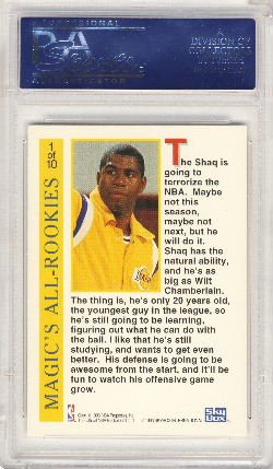 1992 Hoops Magic's All Rookie Team Shaquille O'Neal RC PSA Gem Mint 10