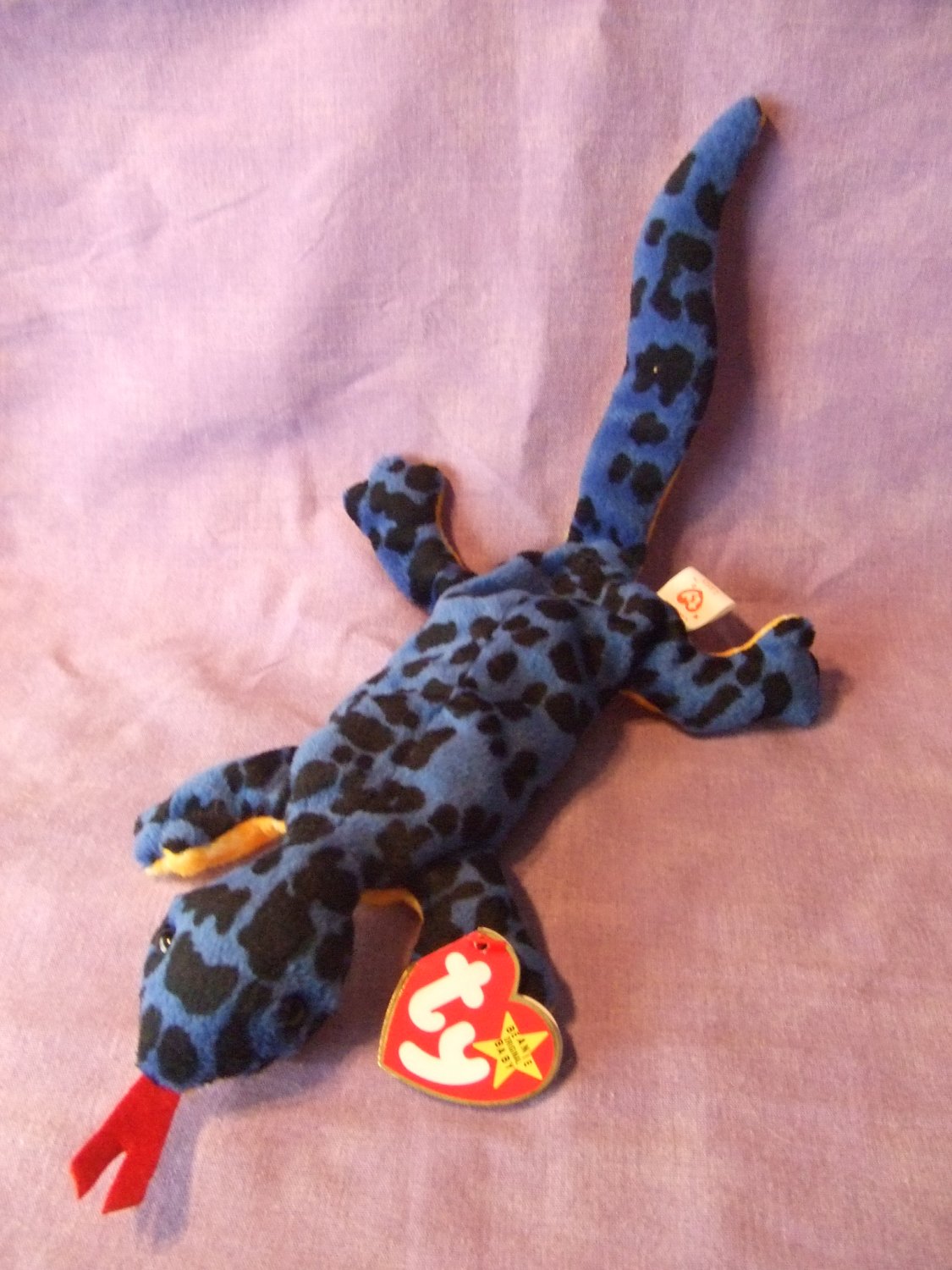 TY Beanie Baby Lizzy The Blue and Gold Lizard