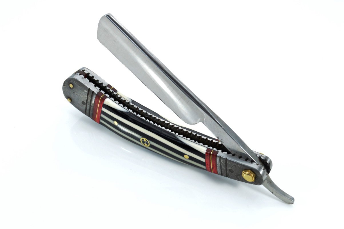 195 RS Shave Ready Straight Razor with & Handle with Damascus Bolsters ...