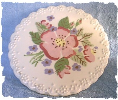 Cleminsons Hand Painted Trivet ~ Pansy c. 1940's