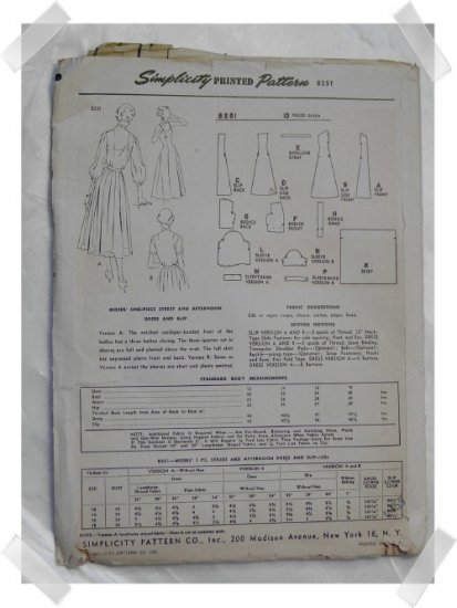 Simplicity #8251 Afternoon Tea Dress & Slip Pattern