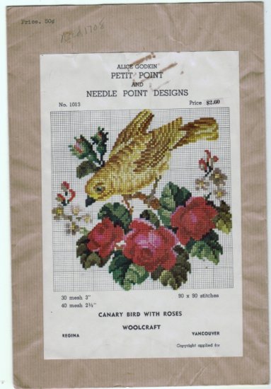 Petit Point Chart - Canary with Roses