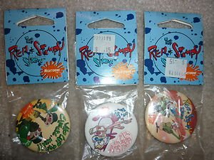 Ren and Stimpy set of 3 Buttons by Kalan 1993