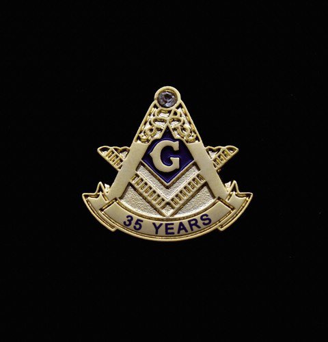 Blue Lodge 35 Years Freemason Masonic Lapel Pin