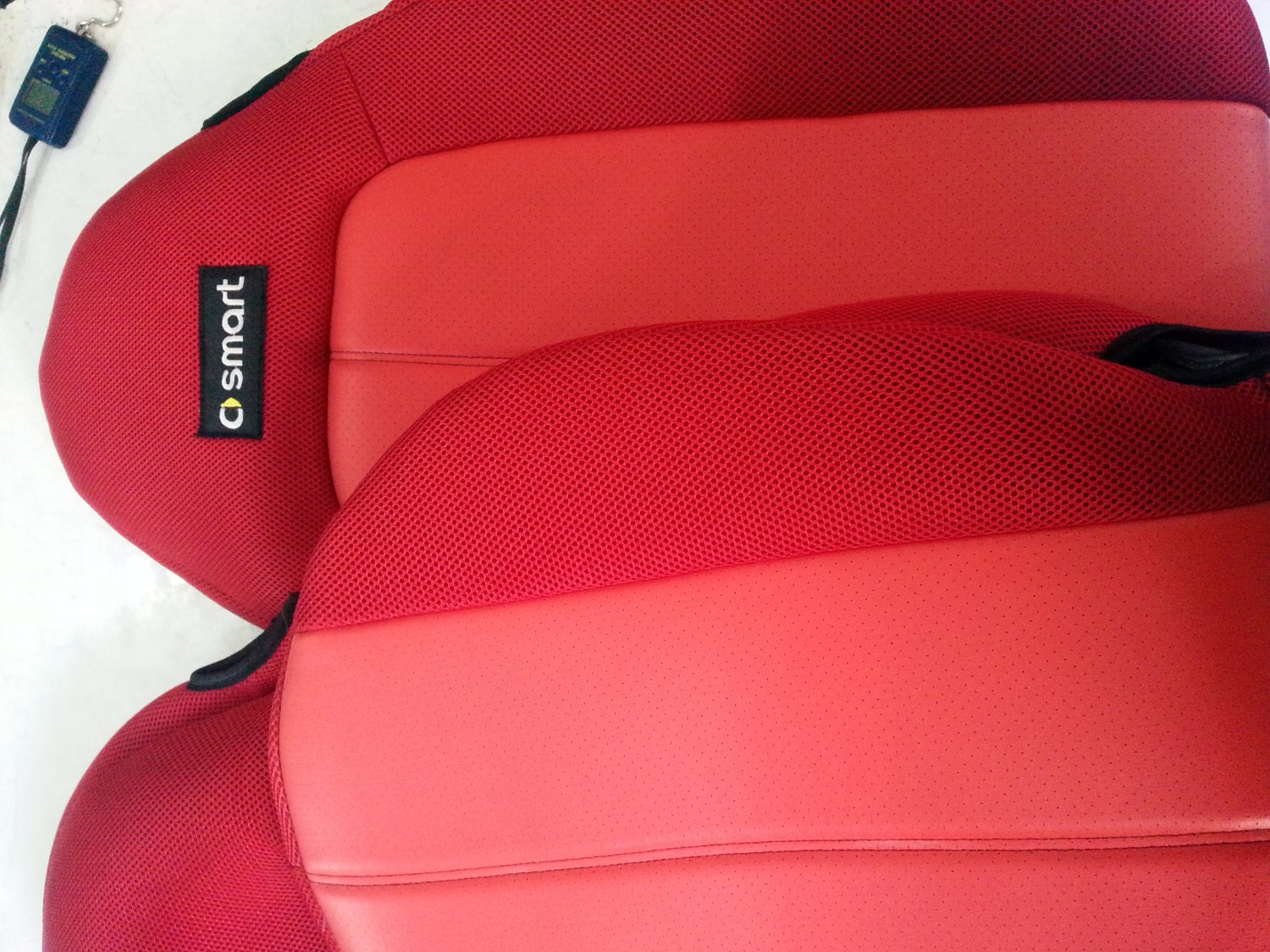 Fits SMART FORTWO 1998-2007 450 MIX LEATHERETTE & SYNTHETIC TWO RED CAR ...