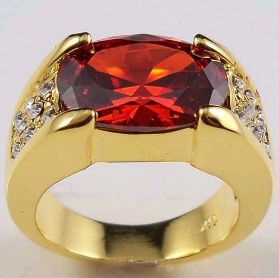 Jewelry Luxurious Red ruby 14KT Yellow Gold Filled Ring Size 8