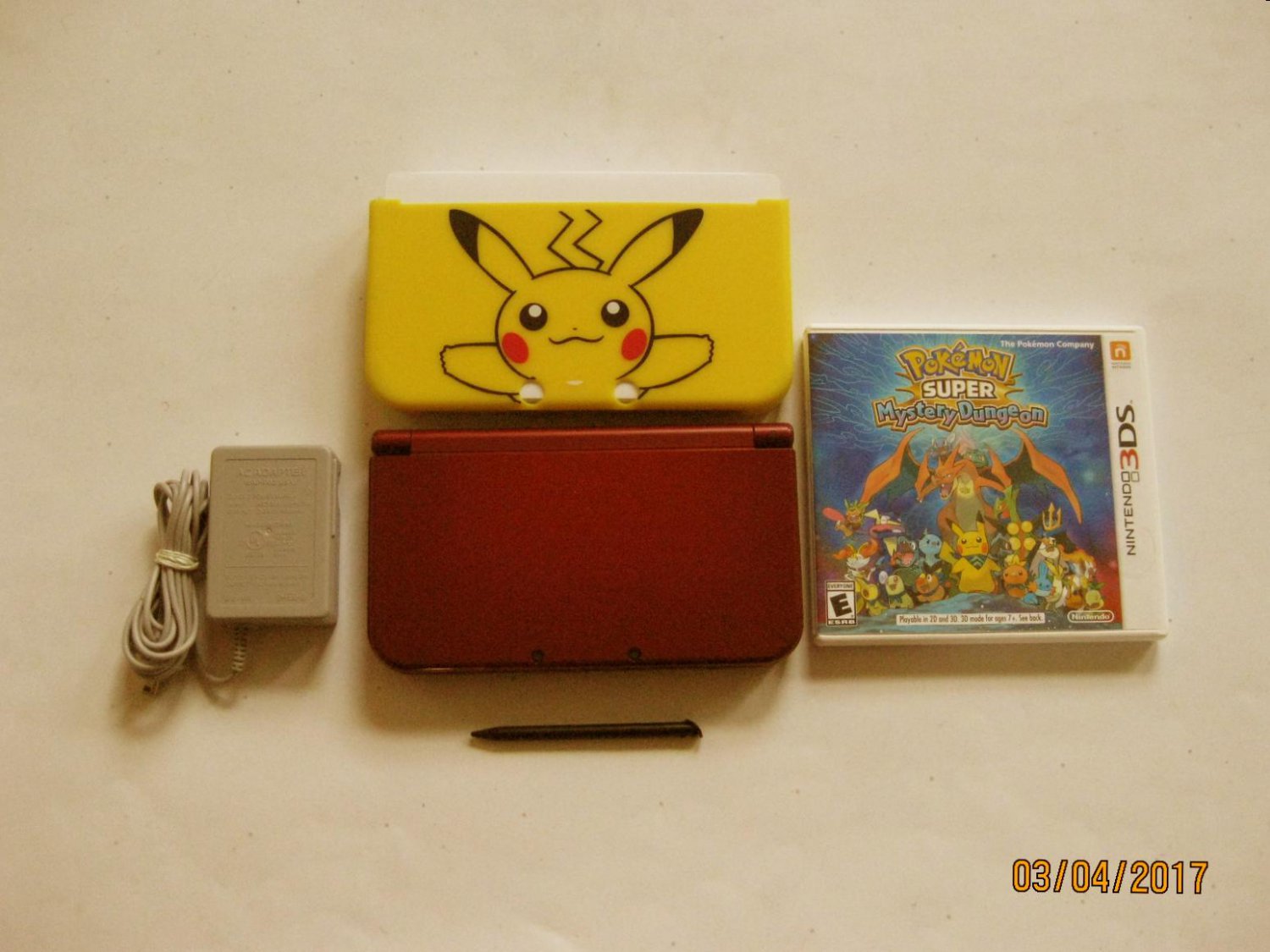 Red Nintendo New 3ds xl w Pokemon Super Mystery Dungeon & More!!!