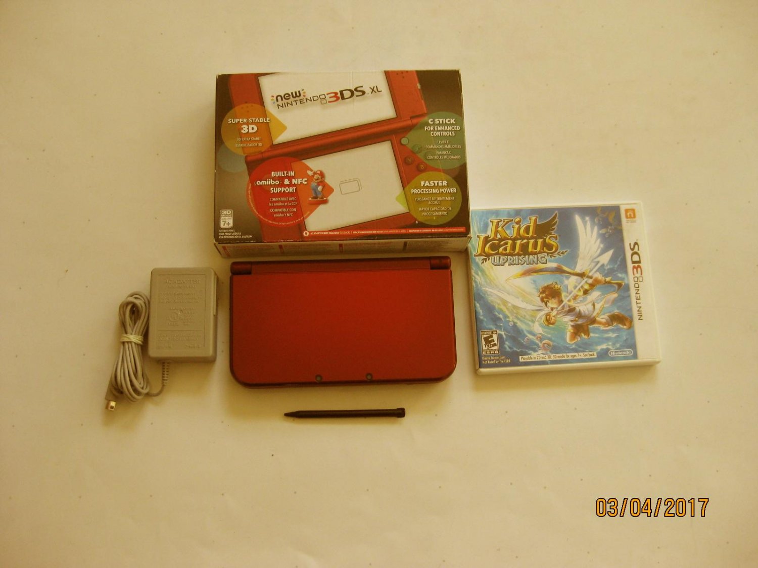 Red Nintendo New 3ds xl w Kid Icarus Uprising & More!!!