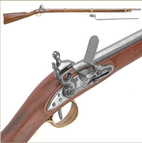 Colonial Replica Charleville Rifle With Bayonet Non-Firing Gun