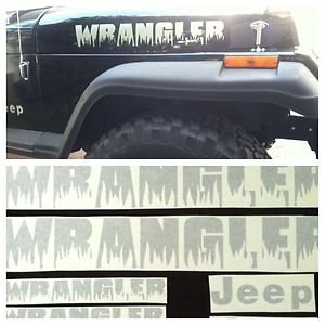 JEEP WRANGLER YJ BLACK 6 piece FLAME VINYL DECAL KIT STICKER SET