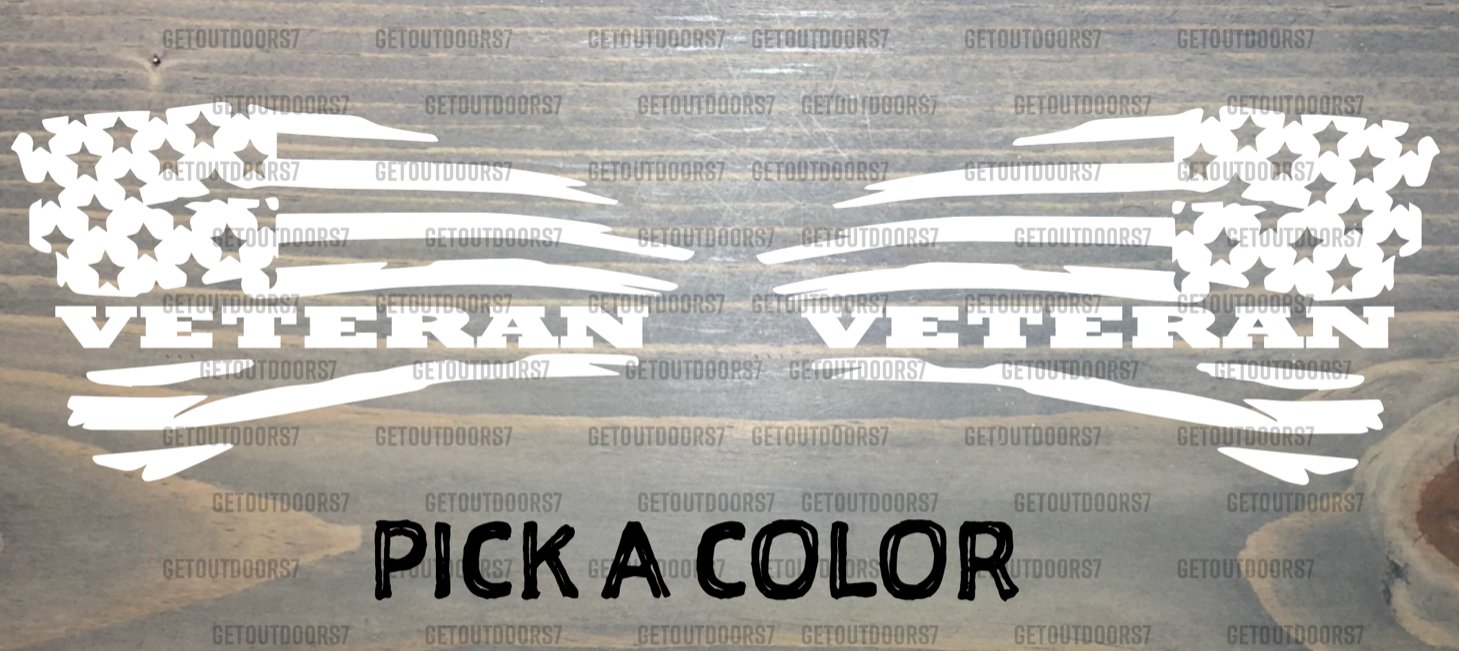 Veteran Flag Decal Pair Sticker American 8" US Distressed USA Military ...