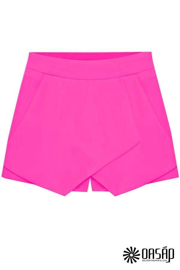 Stunning Solid Tulip Shorts Women Side Zipper High Waisted Shorts Hot Pink Xxl Op44376
