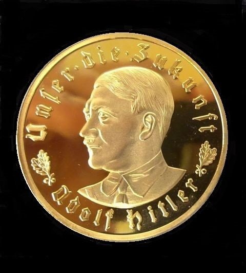 RARE WW2 Hitler Nazi Germany 5 Reichsmark 1933 Gold Plated Coin