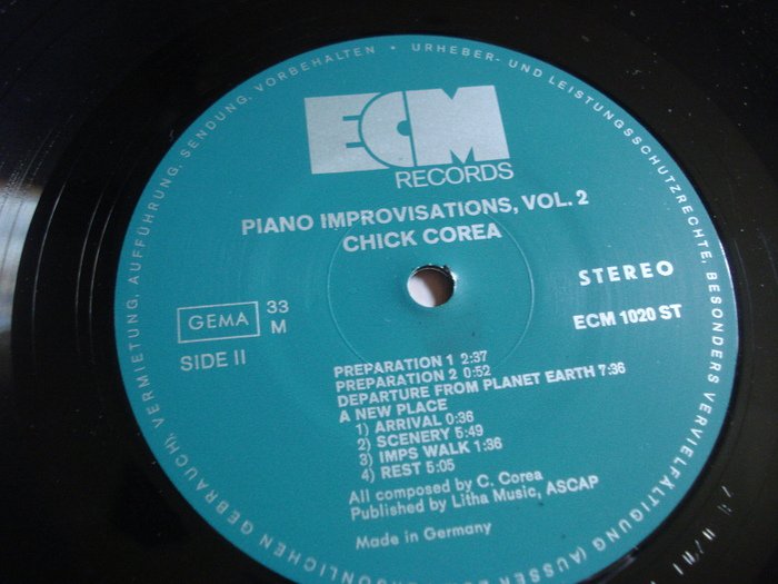 CHICK COREA-PIANO IMPROVISATIONS-VOL. 2/ GERMANY VG+++