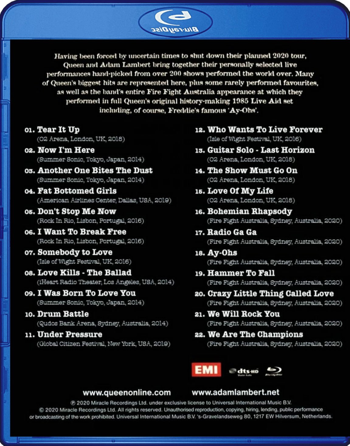 Queen + Adam Lambert Live Around The World Blu-Ray Queen + Adam Lambert Live Around The World Blu-Ray