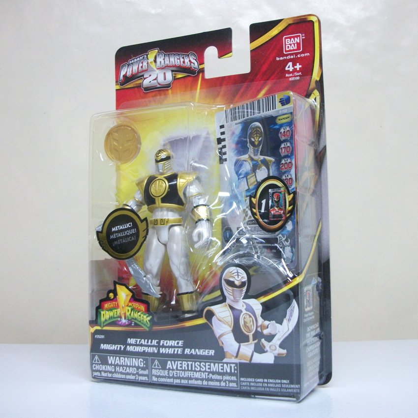 4" White Ranger Power Rangers 20 Metallic Force Mighty Morphin action ...
