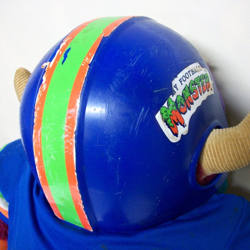 1986 vintage My Football Monster pet stuffed plush doll helmet orange ...