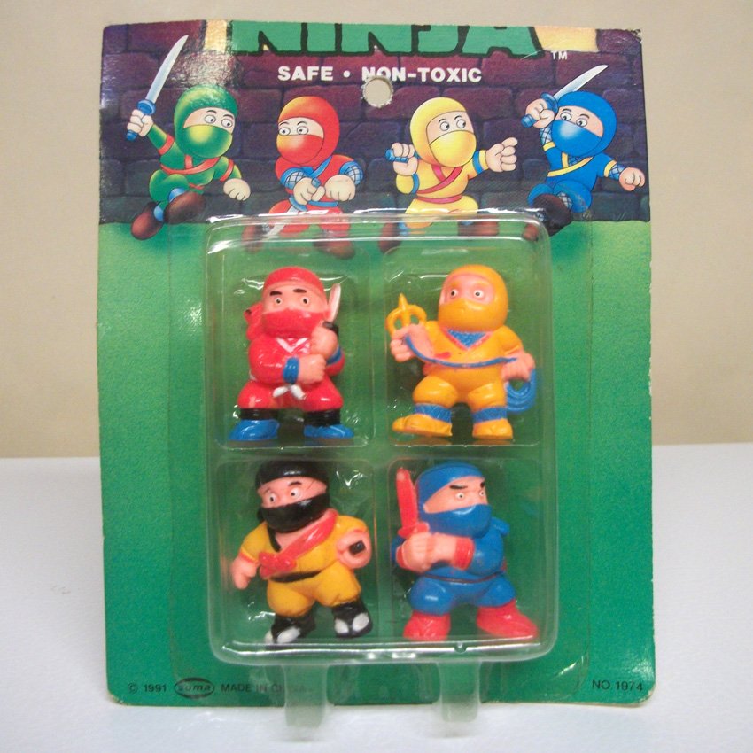 Soma Ninja 4-pack vintage 1991 new in package on card mini rubber ...