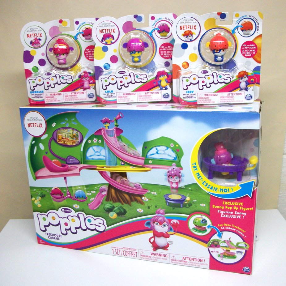 Popples Treehouse + Izzy LuLu Bubbles figures exclusive Sunny playset ...