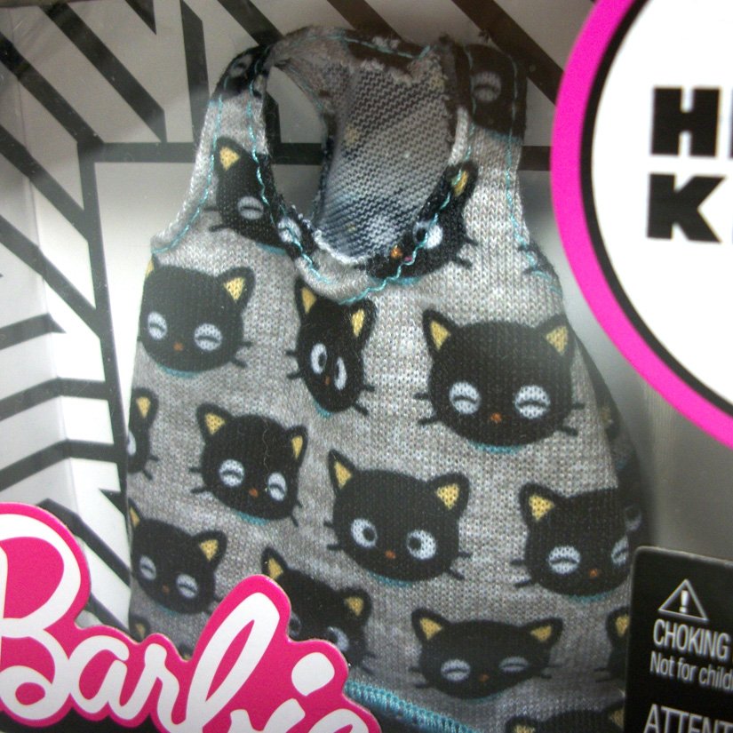 Hello Kitty Barbie Chococat Top icon print fashion pack gray shirt doll ...