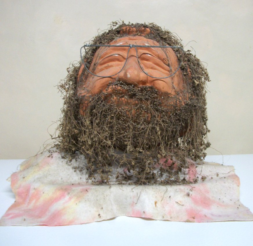 Chia Jerry Garcia head The Grateful Dead pet tie dye shirt wire frame ...