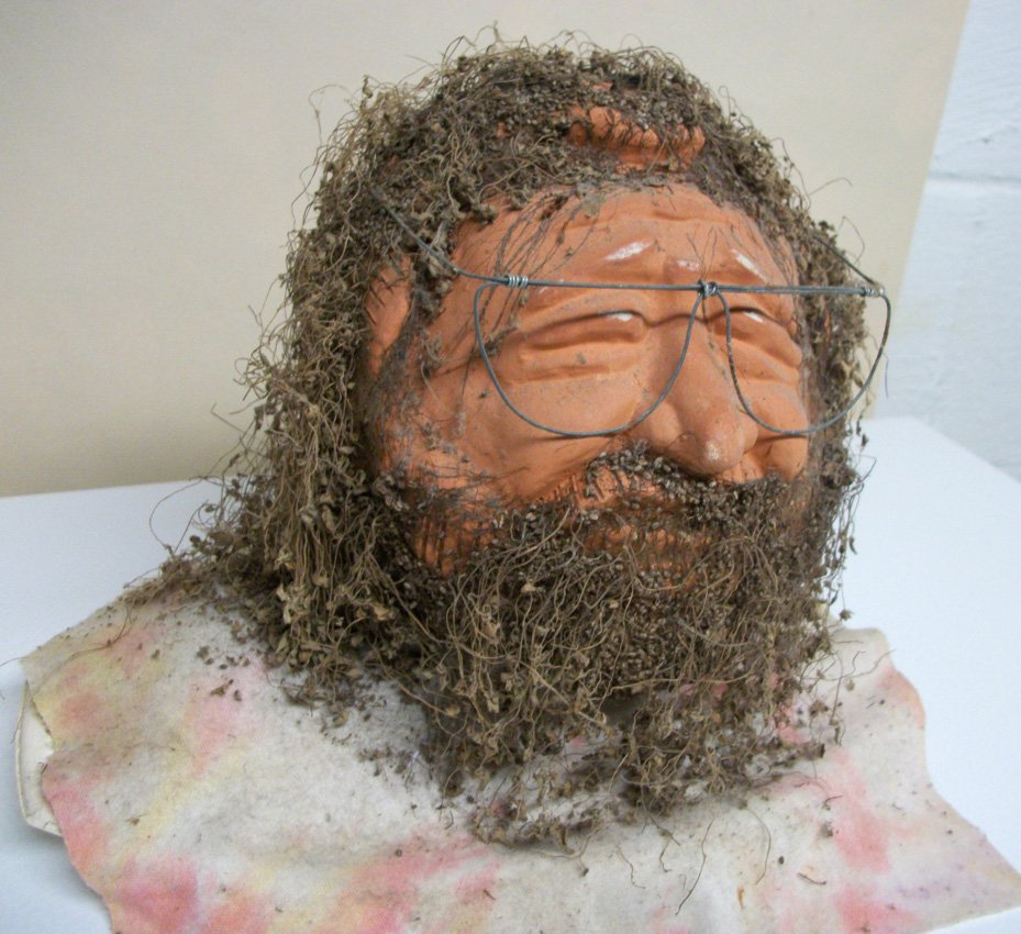 Chia Jerry Garcia head The Grateful Dead pet tie dye shirt wire frame ...