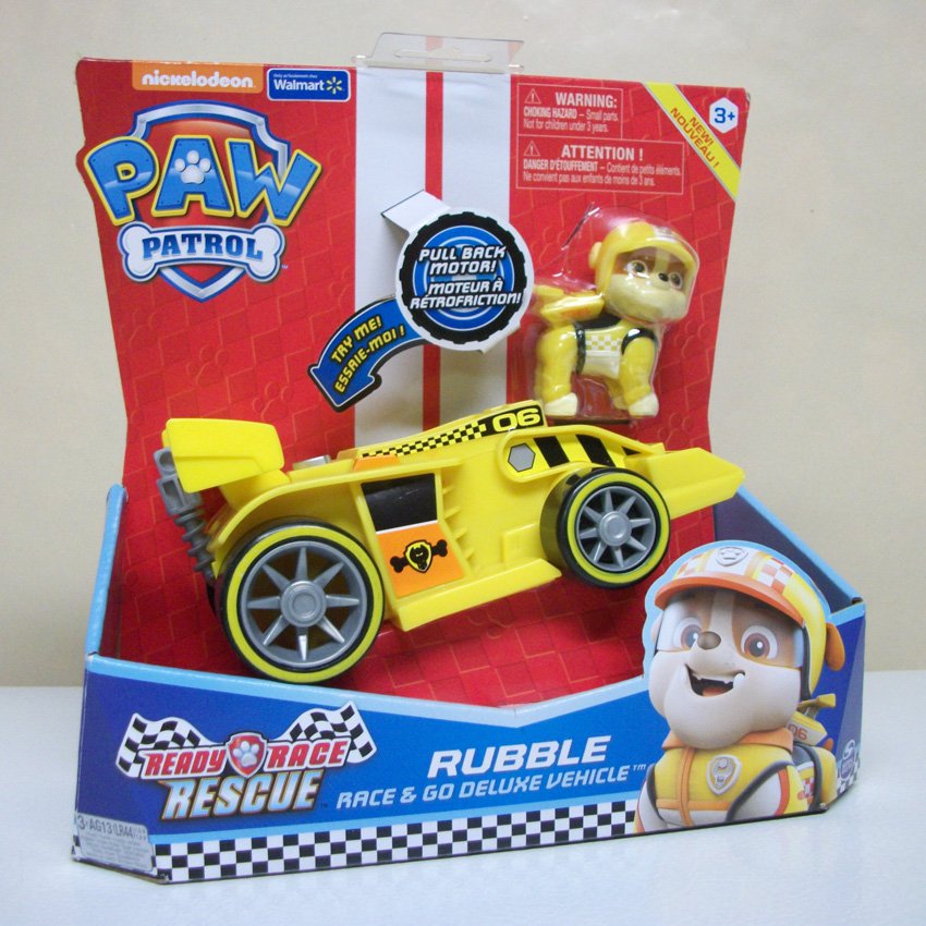 Paw Patrol Rubble Ready Race Rescue & go deluxe vehicle yellow pull ...