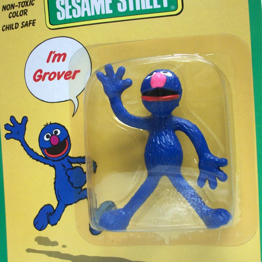 Sesame Street Grover 3" poseable action figure unpunched vintage ...