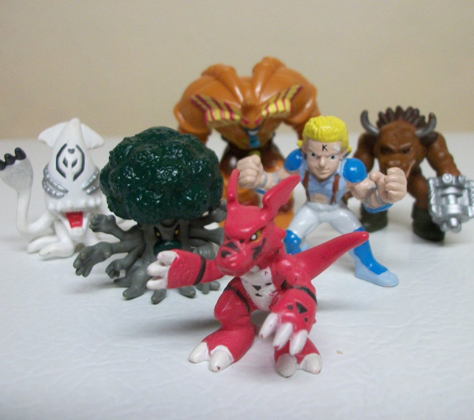 Mini figures lot of 6 YuGiOh Digimon micro action muscle pvc Kinnikuman ...