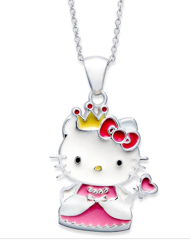 Hello Kitty Sterling Silver Enamel Princess Necklace