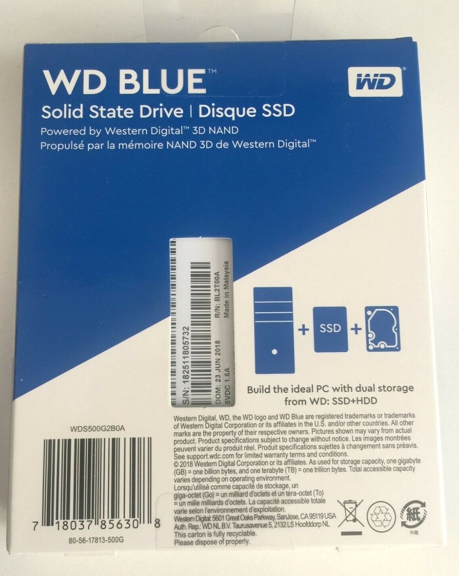 WD 500 GB Blue 3D NAND SATA 2.5 inch SSD - WDS500G2B0A